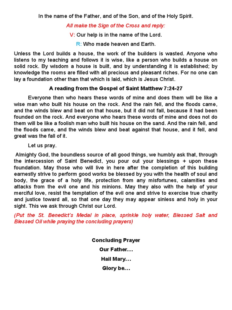 Blessing of Laying Foundation - For Laity Usage | PDF
