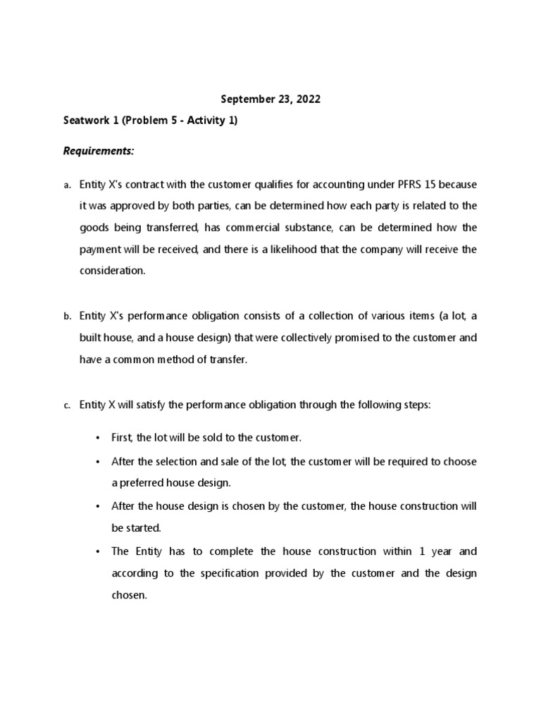 September 23, 2022 Seatwork 1 (Problem 5 - Activity 1) : Requirements | PDF | Prices | Customer