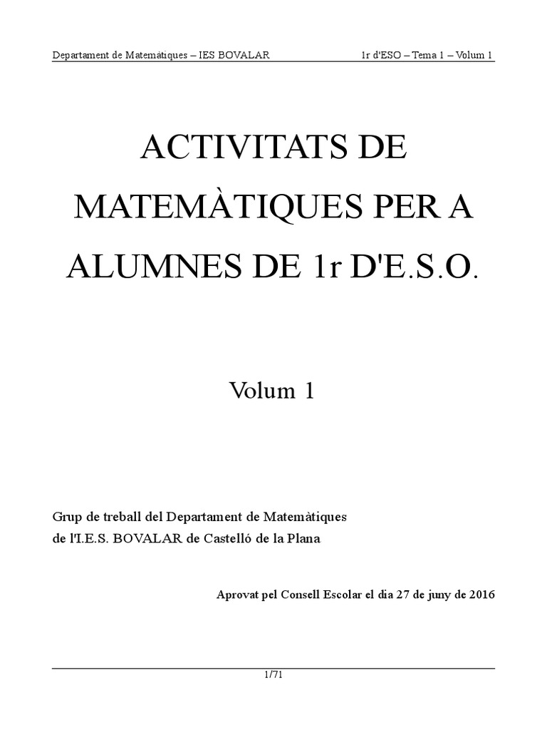 1r Eso Matematiques 1r Trimestre Pdf
