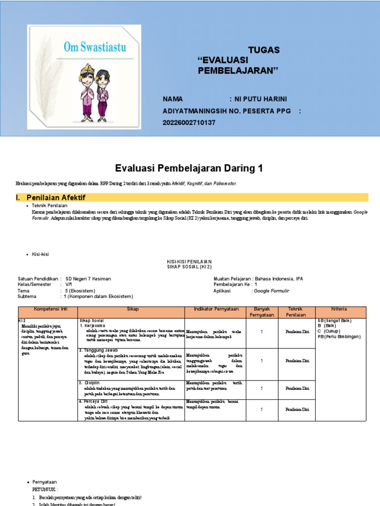 Tugas "Evaluasi Pembelajaran" | PDF