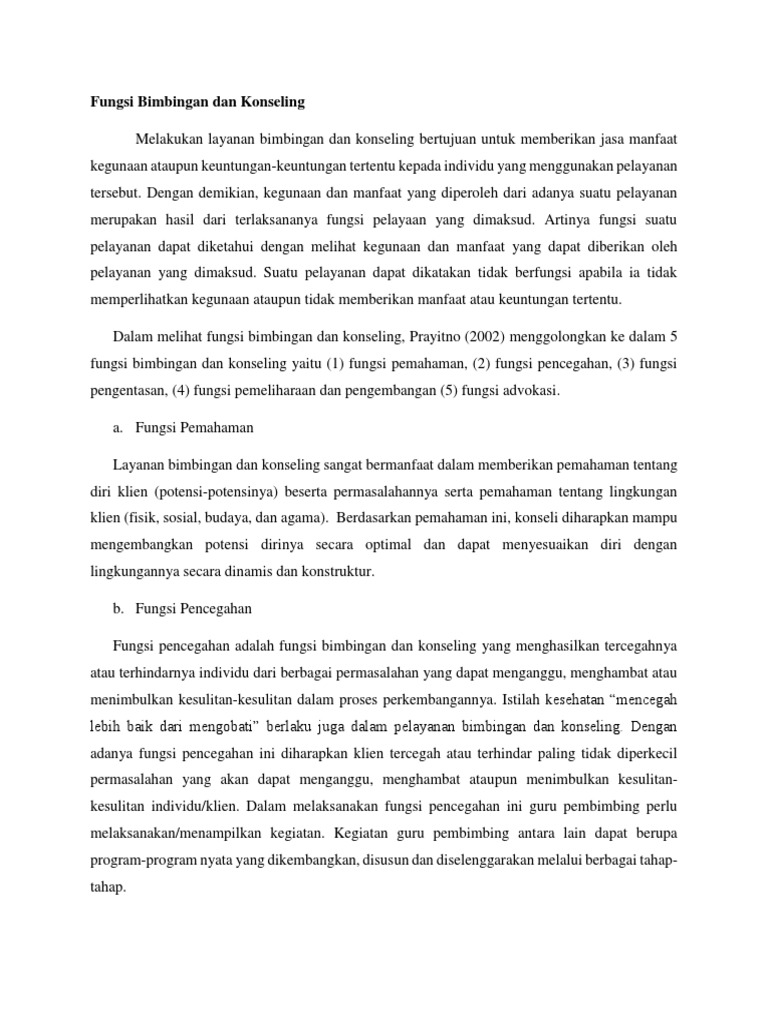 Fungsi Bimbingan Dan Konseling | PDF
