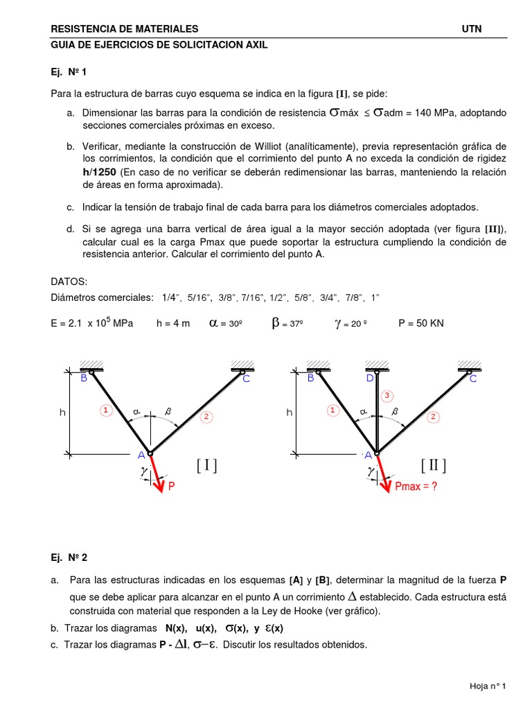 SOLICITACIÓN AXIL - Ejercicios Adicionales (Optativos) | PDF | Resistencia de materiales ...