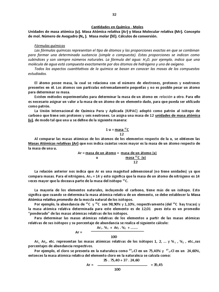 Moles | PDF | Mole (Unidad) | Química