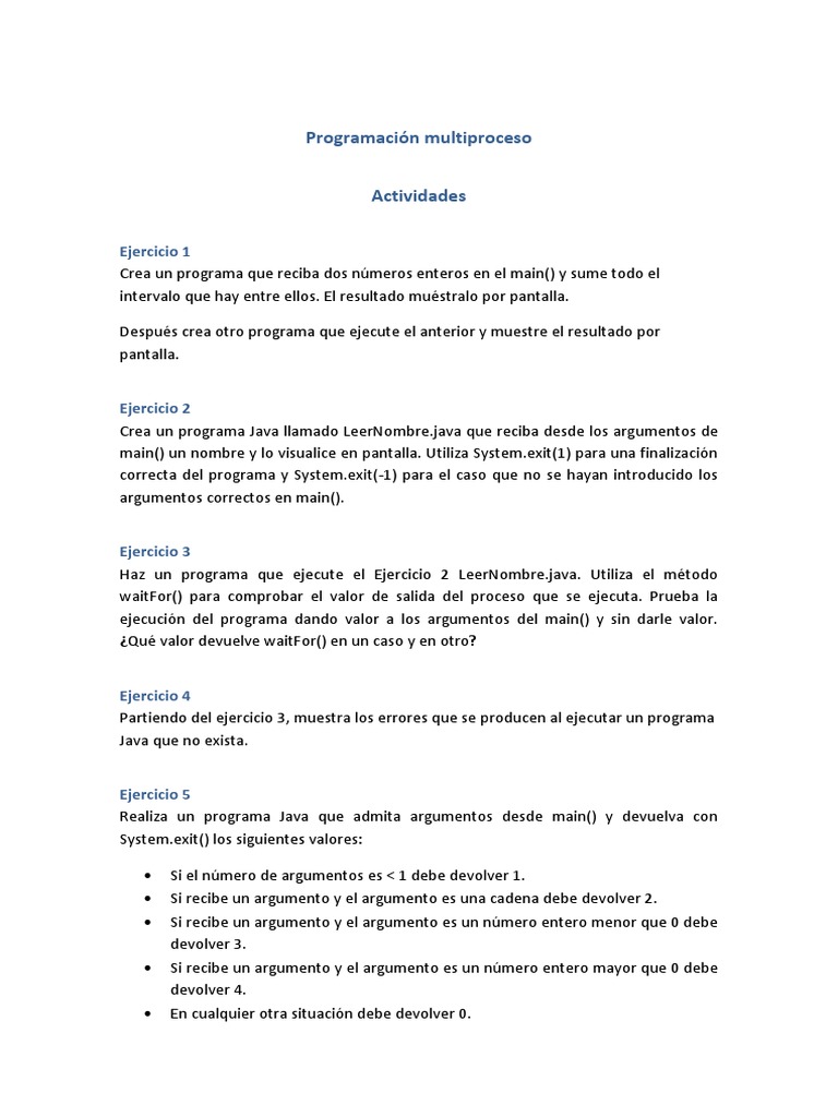 T1 Programación Multiproceso Actividades | PDF | Archivo de computadora | Java (lenguaje de ...