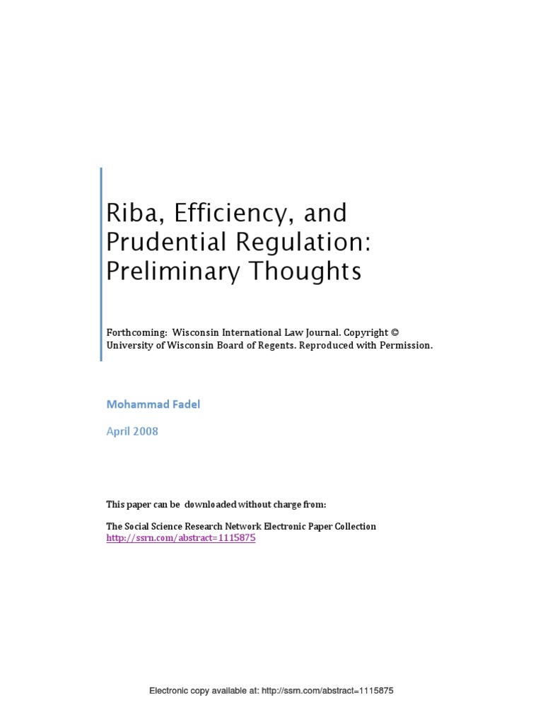 Riba and Islamic Finance | PDF | Islamic Banking And Finance | Pareto ...