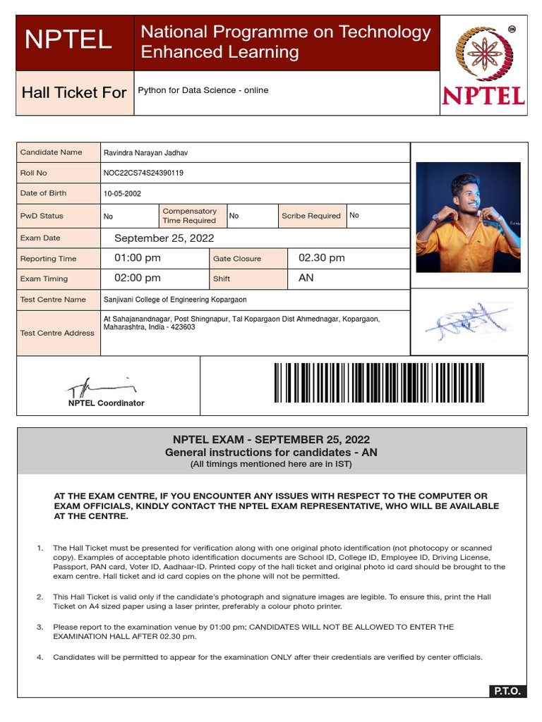 Hall Ticket | PDF | Identity Document