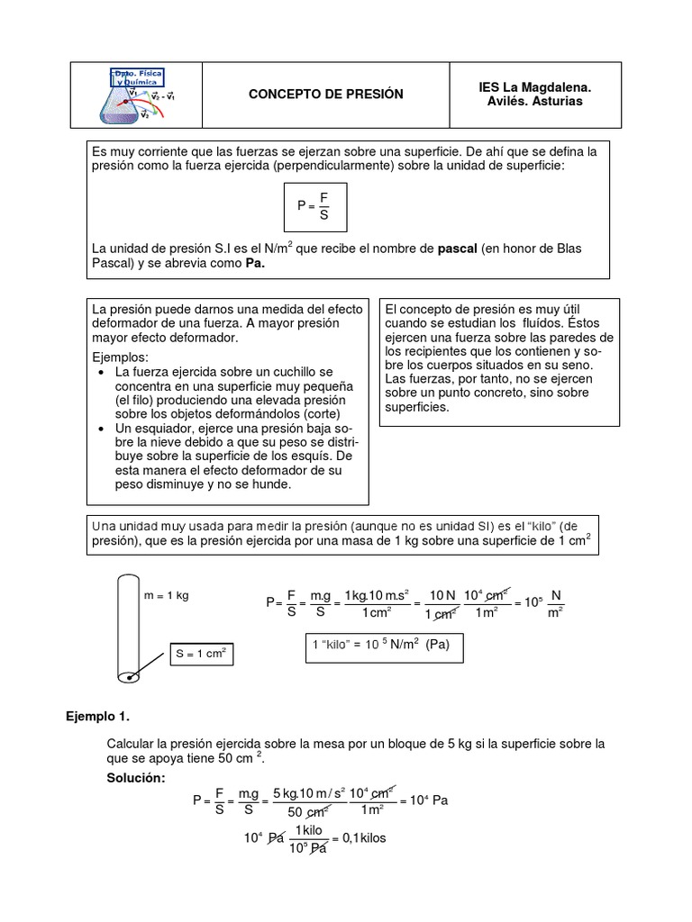 11 Presion | PDF | Pascal (Unidad) | Presión