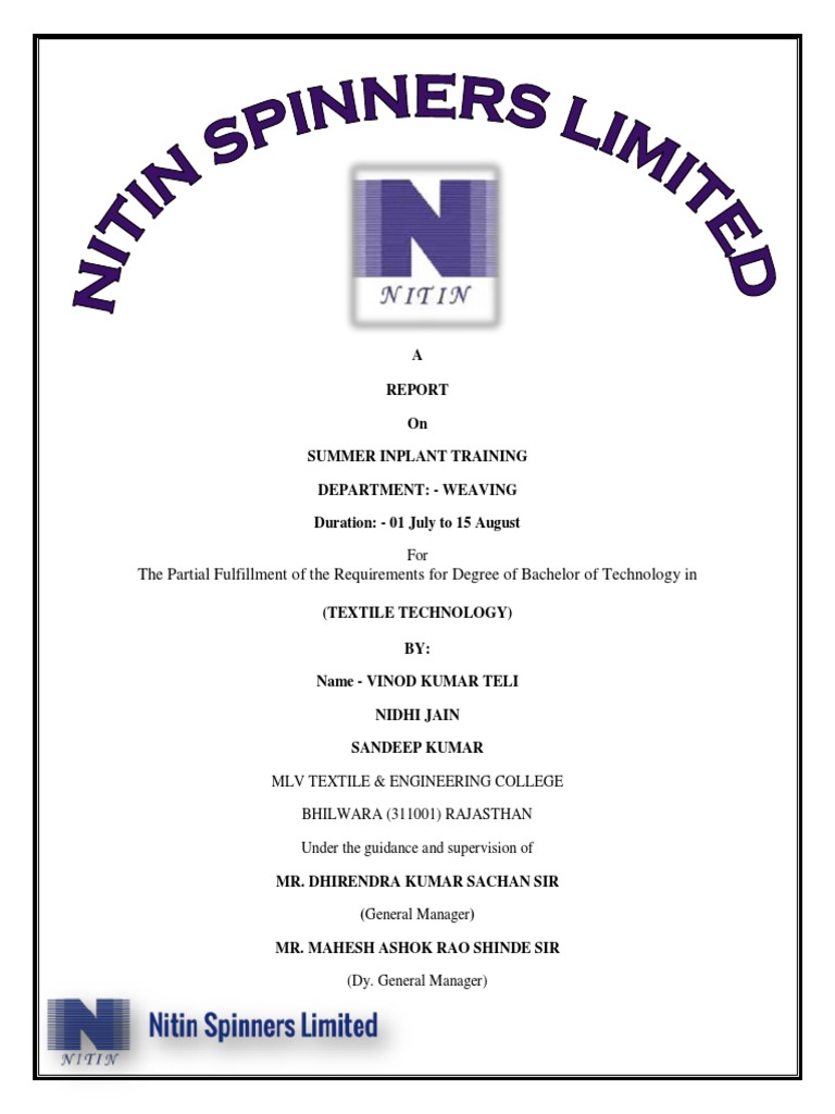 An Insightful Summary of an Industrial Training Report on the Weaving Department at Nitin ...