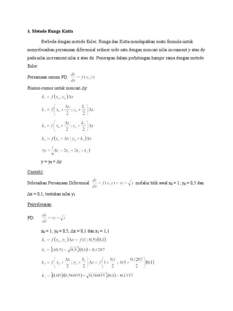 Metode Runga Kutta untuk Persamaan Diferensial | PDF