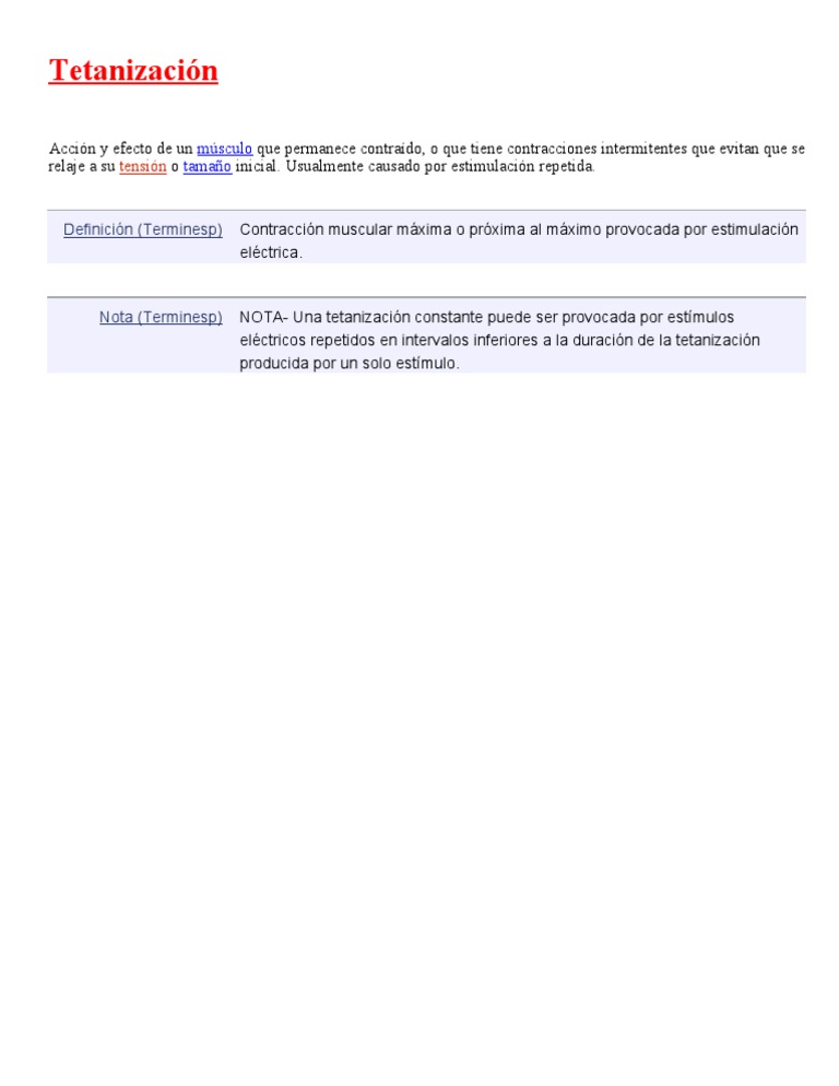 Tetanización | PDF | Contracción muscular | Fisiología