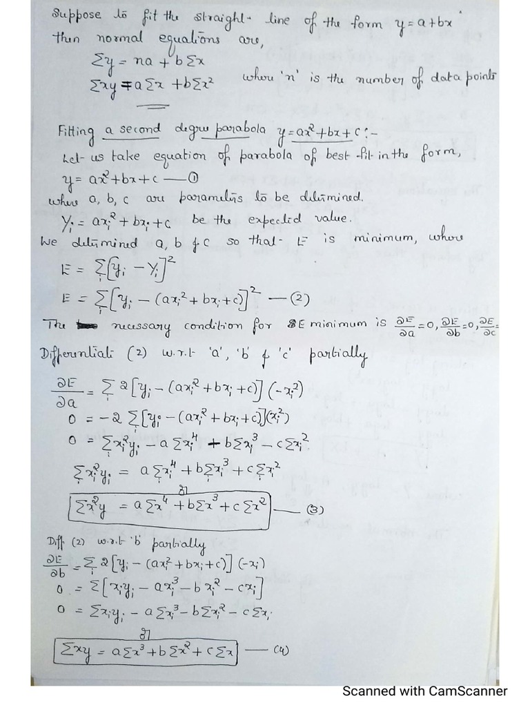 Module4... Curve Fitting .... Fitting of Second Degree Parabola and ...