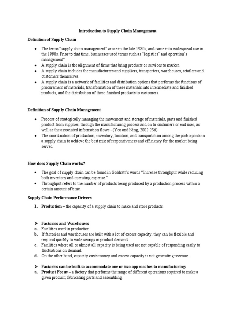 Introduction To Supply Chain | PDF | Warehouse | Supply Chain