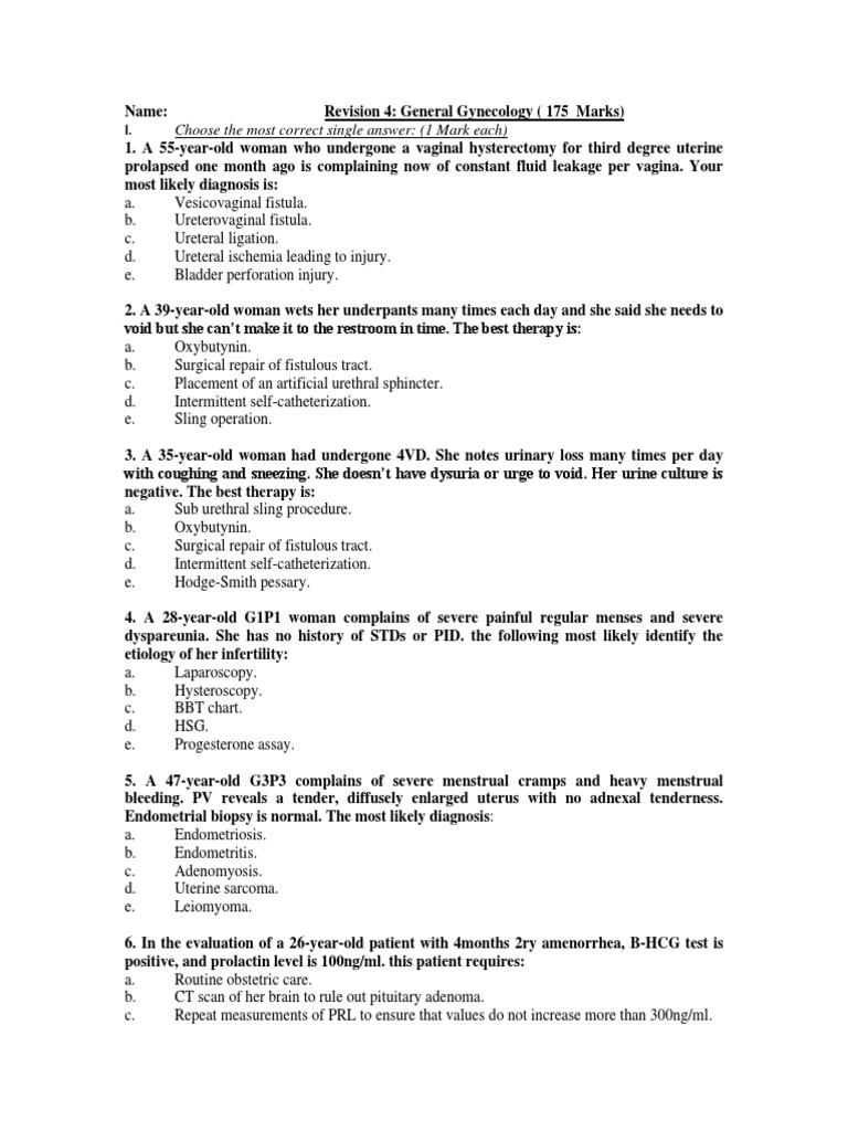 Rev 4 - General Gynecology 2022 | PDF | Birth Control | Combined Oral ...