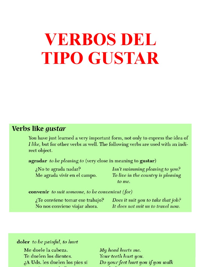 Práctica: Verbos Tipo Gustar | PDF