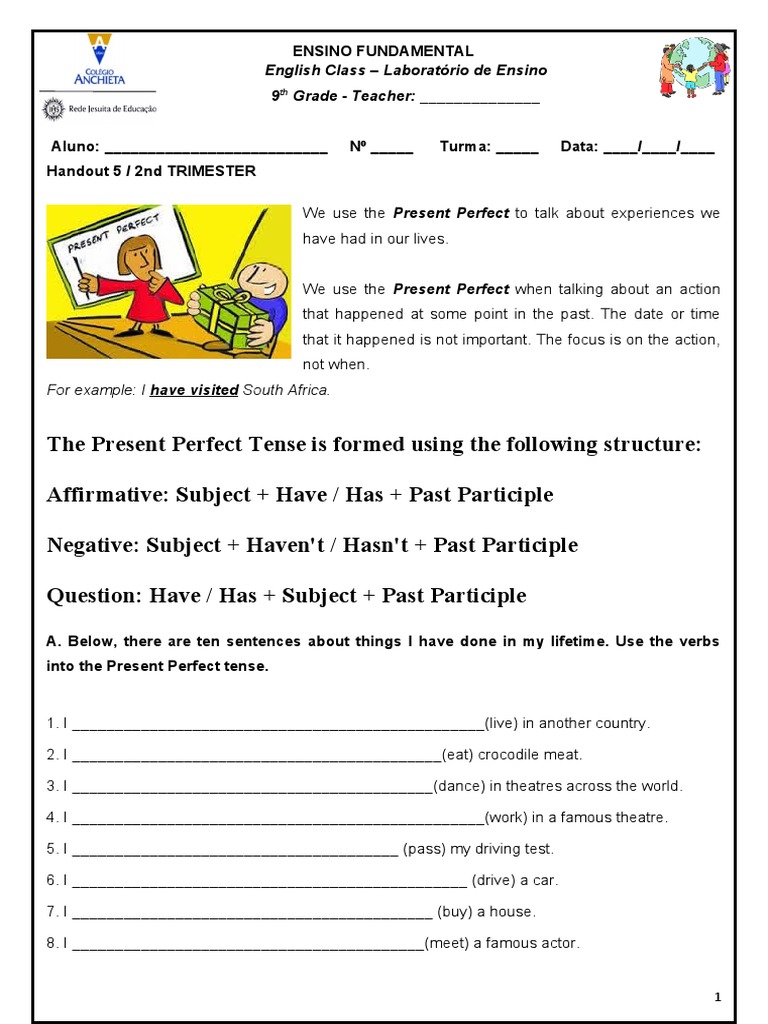 Handout 4 9° Ano 2° Tri | PDF | Perfect (Grammar) | Grammatical Tense
