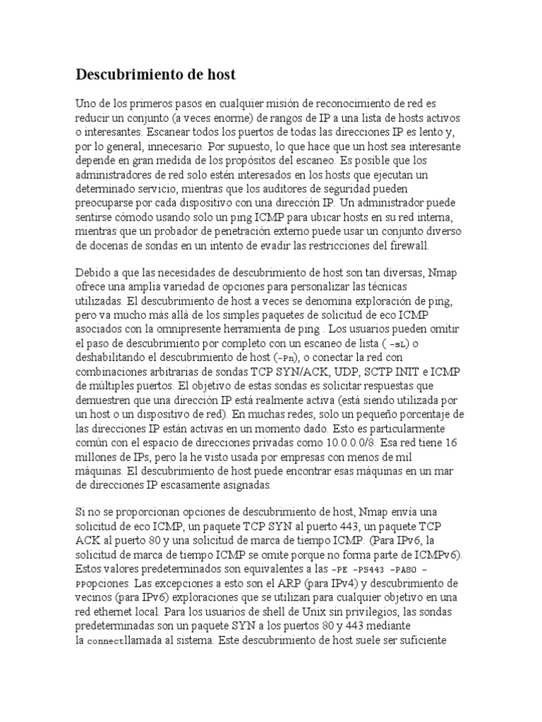 Técnicas de Descubrimiento de Hosts en Nmap | PDF | Cortafuegos ...