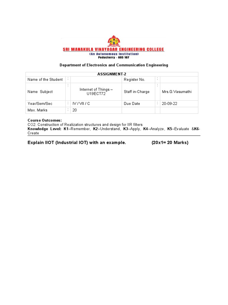 IOT Assignment-2 | PDF | Technology & Engineering