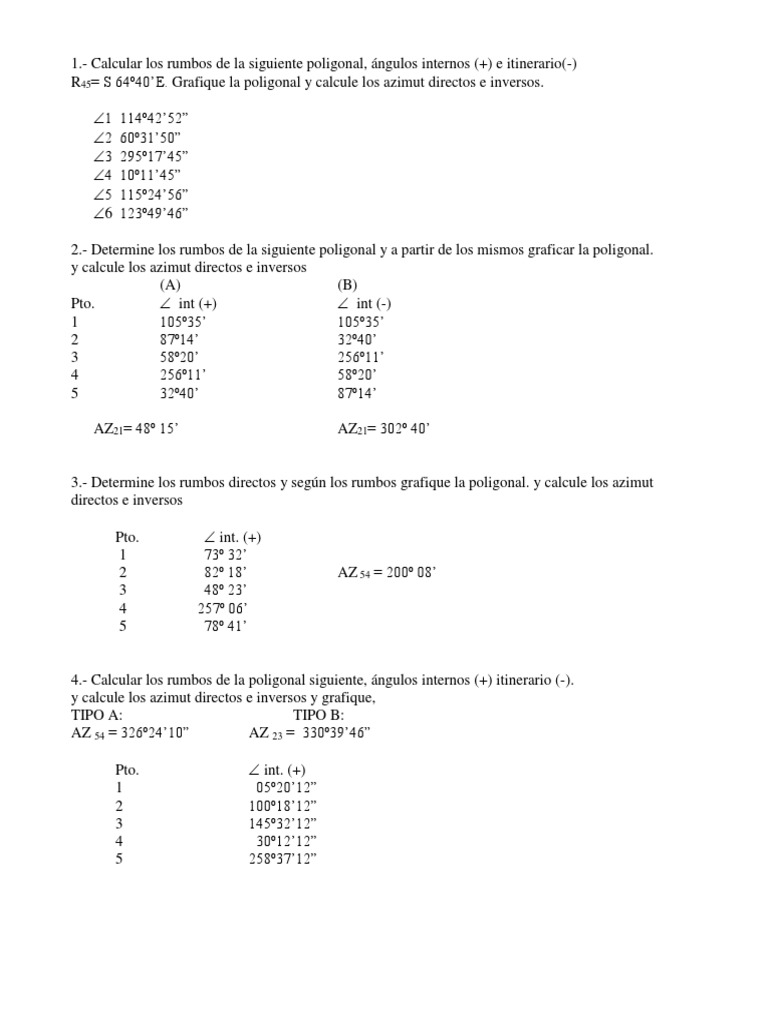 Ejercicios de Calculo de Rumbos | PDF | Ajedrez