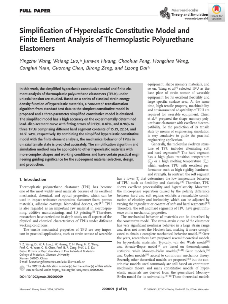 Material Properties - Mooney-Rivlin | PDF | Polyurethane | Stress ...