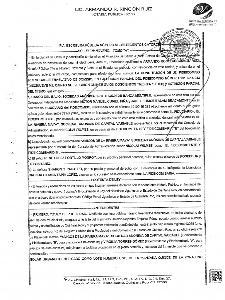 EP1714 - Primer Testimonio - Sharon Y Pacaldo - Con RPP e ISAI | PDF