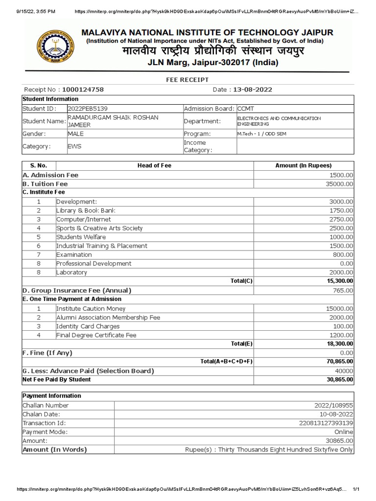 College Fee | PDF | Fee | Payments