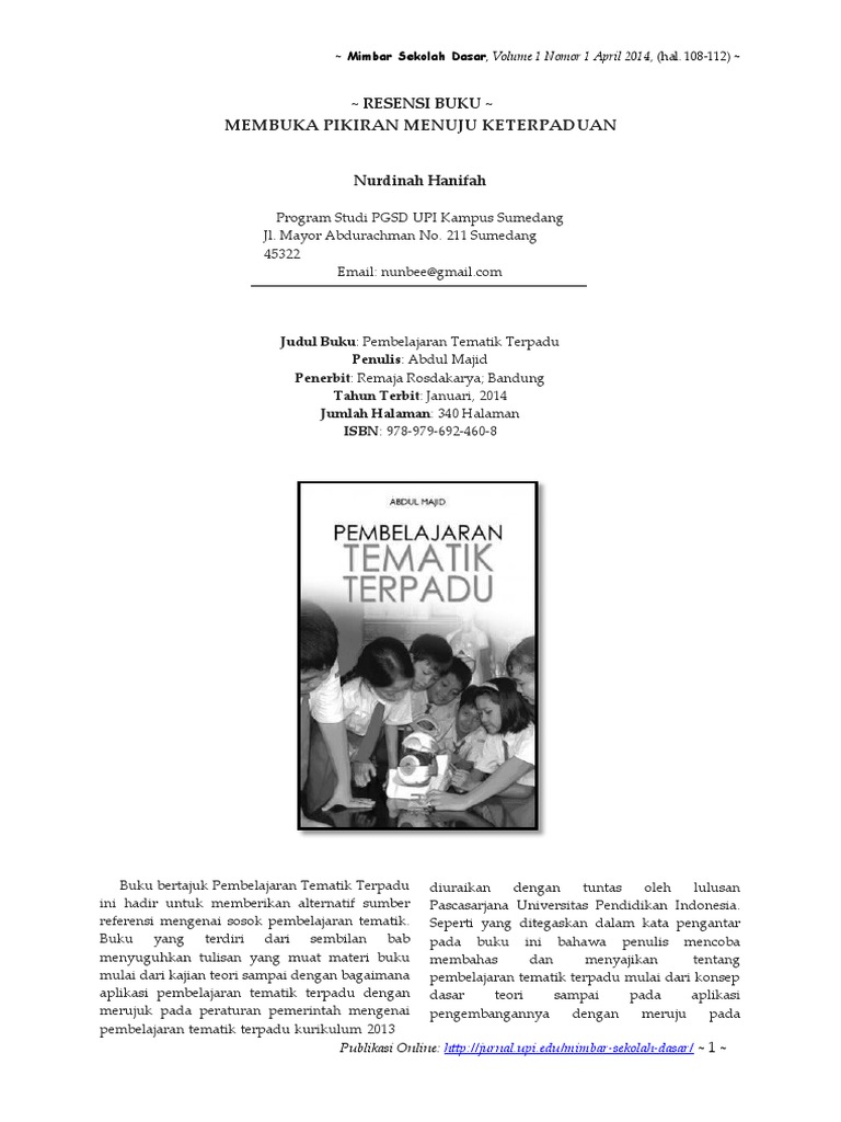 RESENSI BUKU Pembelajaran Tematik Abdul Majid | PDF