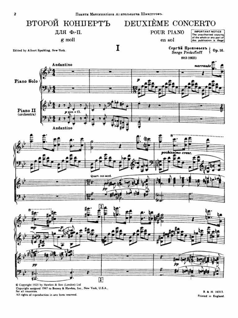 Prokofiev Piano Concerto 2 Two Piano | PDF