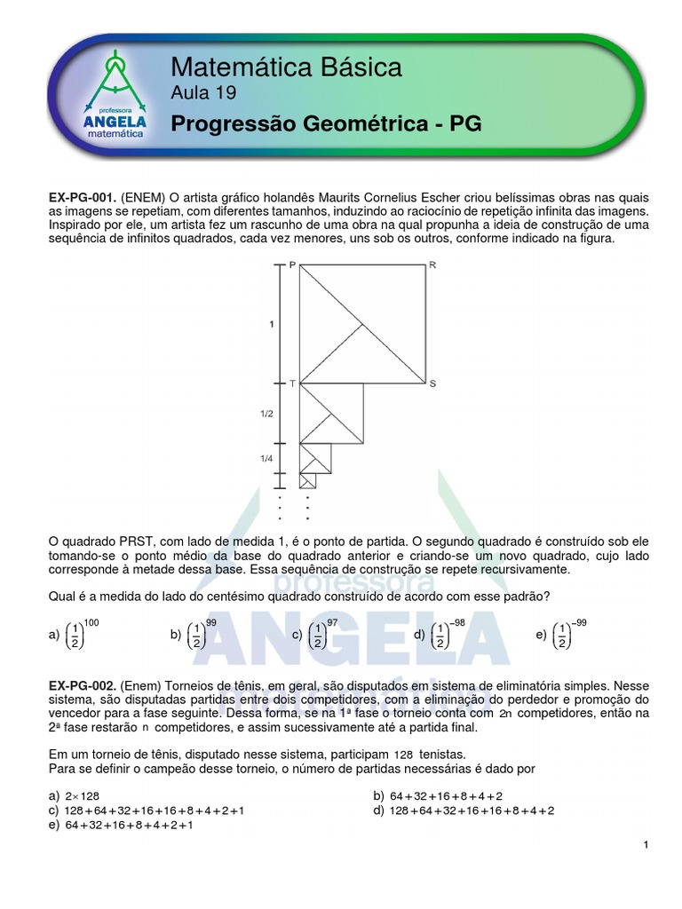 Aula 19 - Progressao Geometrica - PG | PDF | Triângulo | Juros