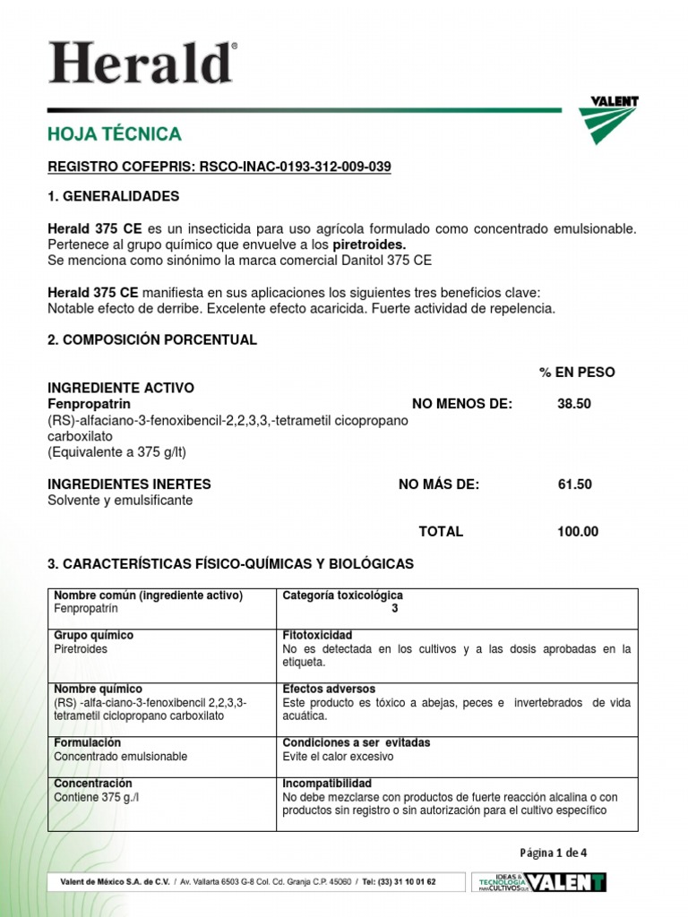 Ficha Técnica de Herald 375 CE | PDF | Salud y bienestar