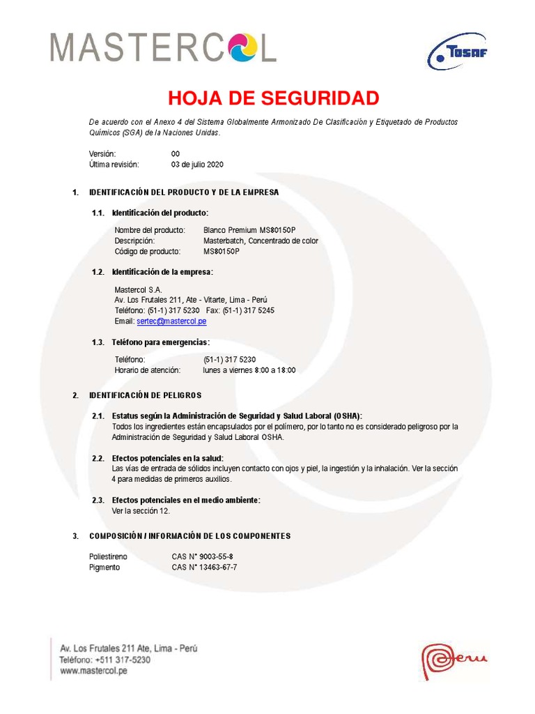 COLORANTE BLANCO PS (Prov 2) | PDF | Administración de Seguridad y ...