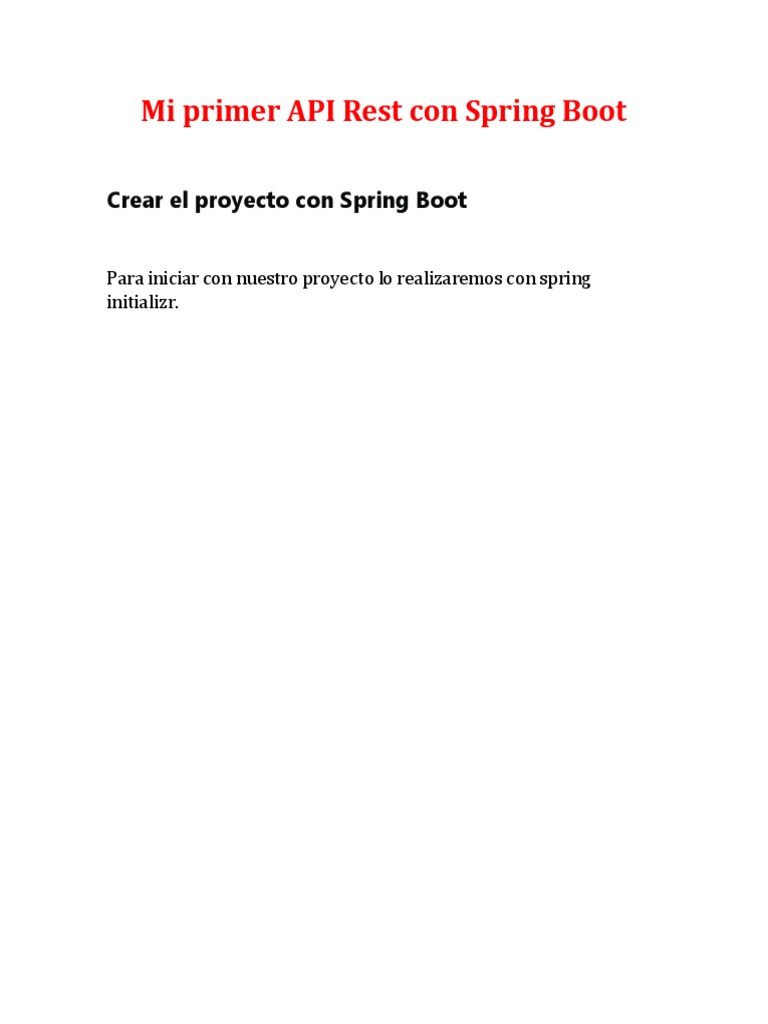 Mi Primer API Rest Con Spring Boot | PDF | Java (lenguaje de programación) | Programación ...