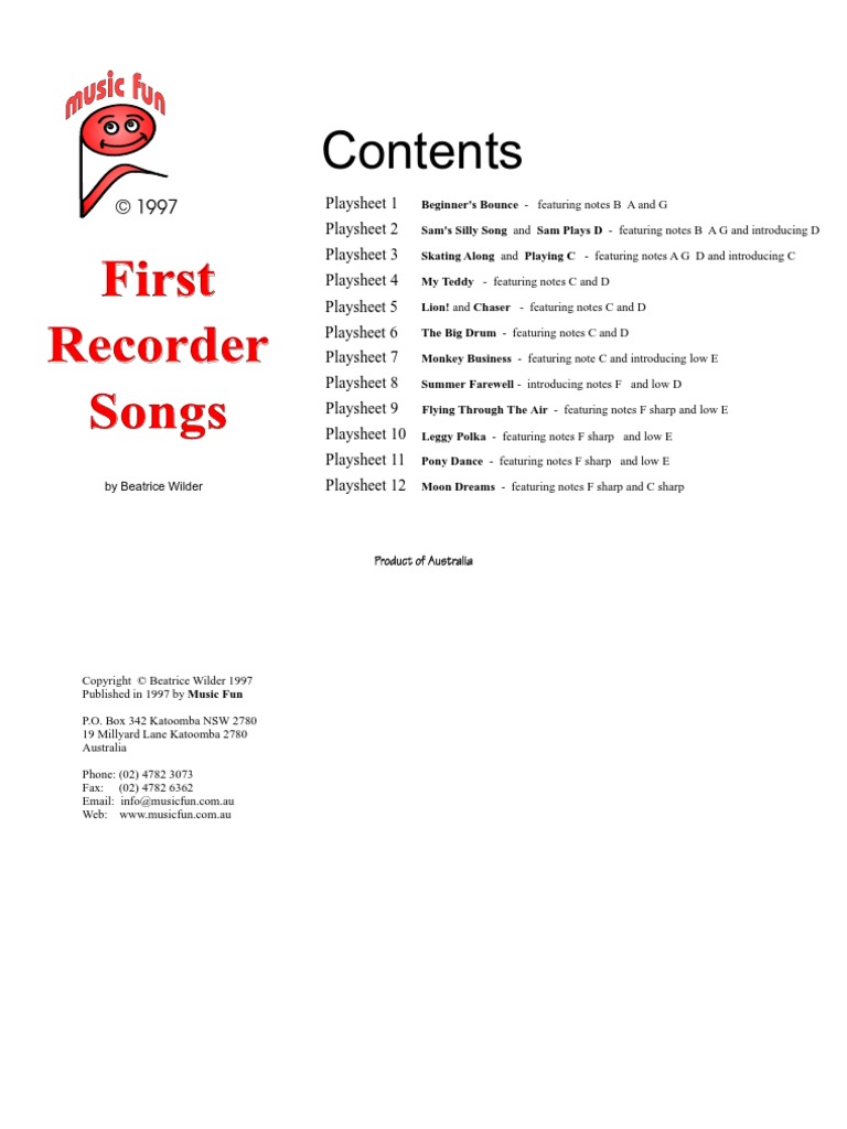 First Recorder Songs First Recorder Songs | PDF | Leisure
