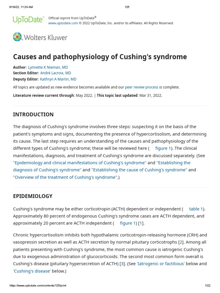Causes and Pathophysiology of Cushing's Syndrome | PDF ...