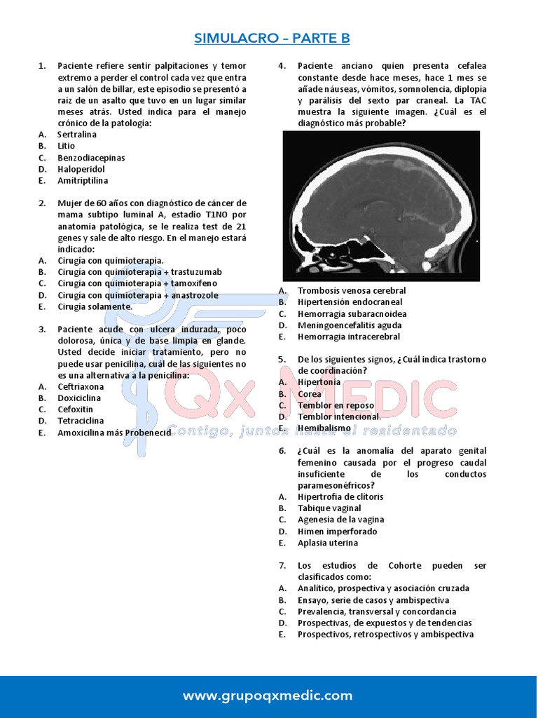 ENAM 2022 SIMULACRO QxMedic - 12 ABRIL (PARTE B) - Sin Claves | PDF | Parto | Enfermería