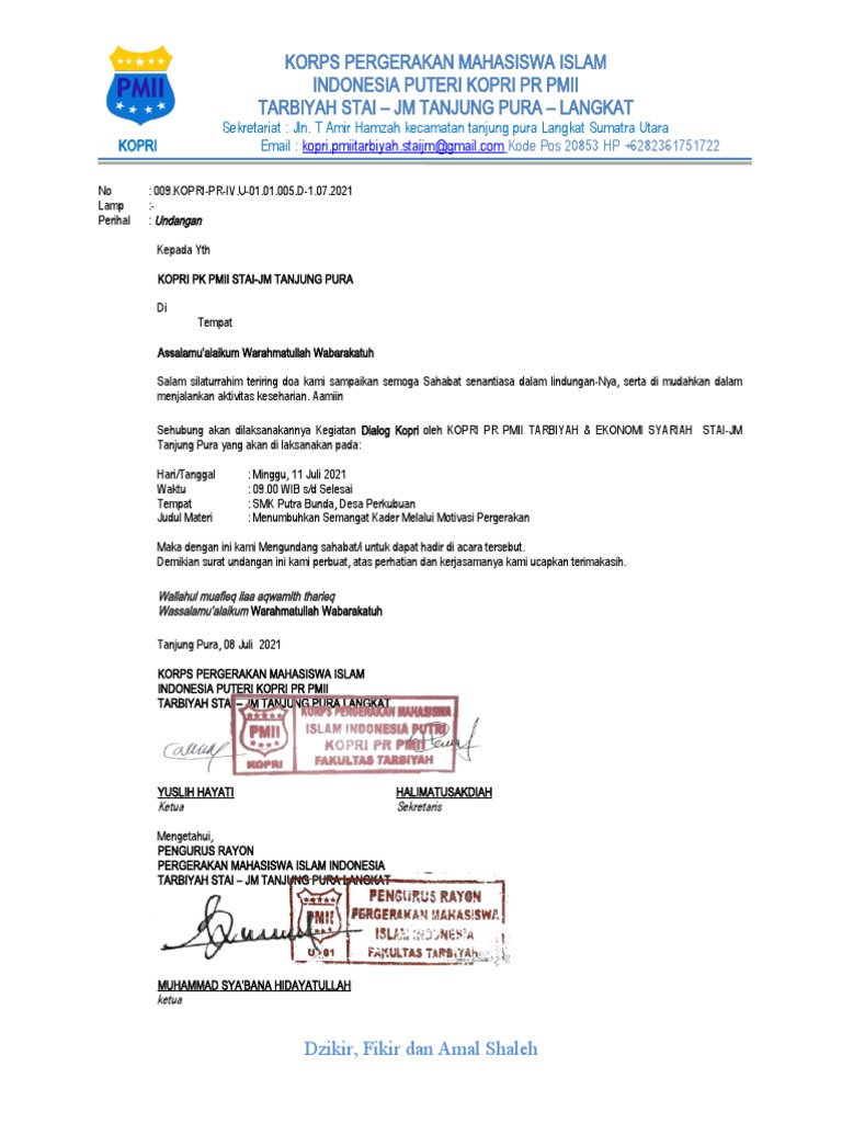 Undangan Kopri PK Pmii Stai-Jm | PDF | Pengembangan Diri | Gaya Hidup