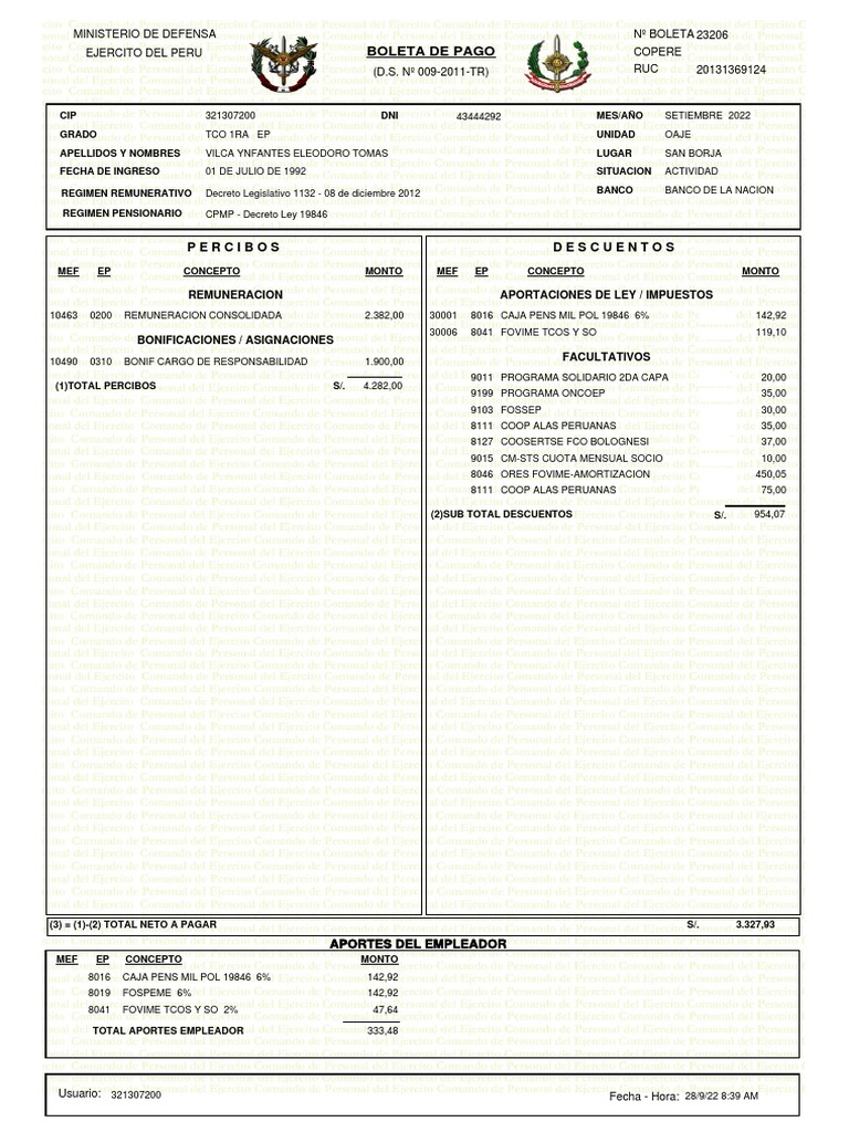 Boleta 202209 321307200 | Descargar gratis PDF | Perú