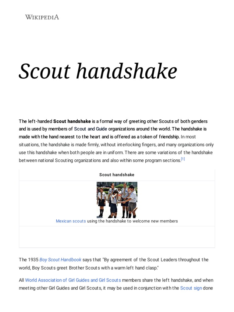 Scout Handshake - Wikipedia | PDF | Scouting | Youth Movements