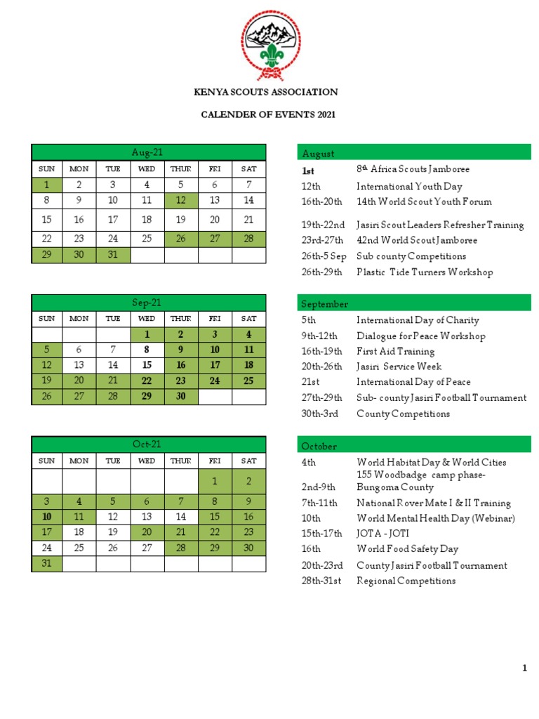 The Calendar of Events 2021. | PDF | Outdoor Recreation | Outdoor ...