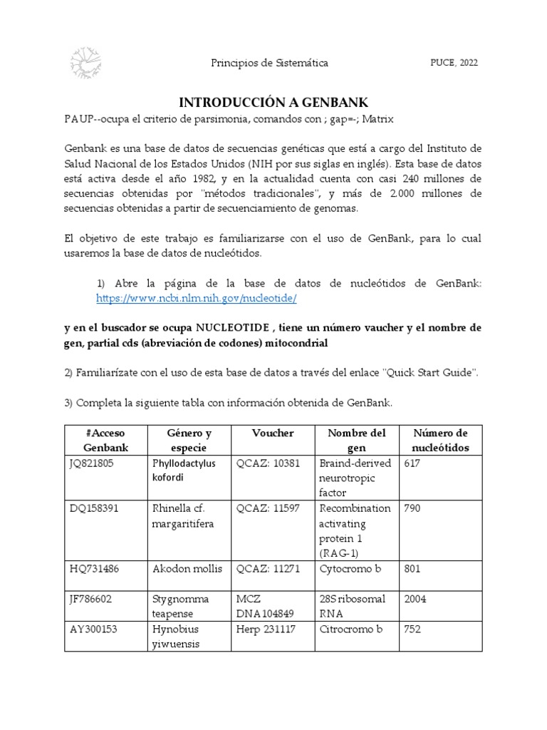Guía de Uso de GenBank para Biólogos | PDF | Gen Bank | Bioinformática