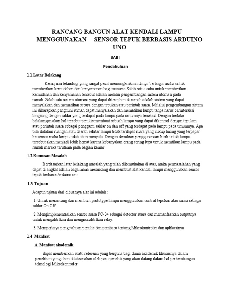 Rancang Bangun Alat Kendali Lampu Menggunakan Sensor Tepuk Berbasis ...