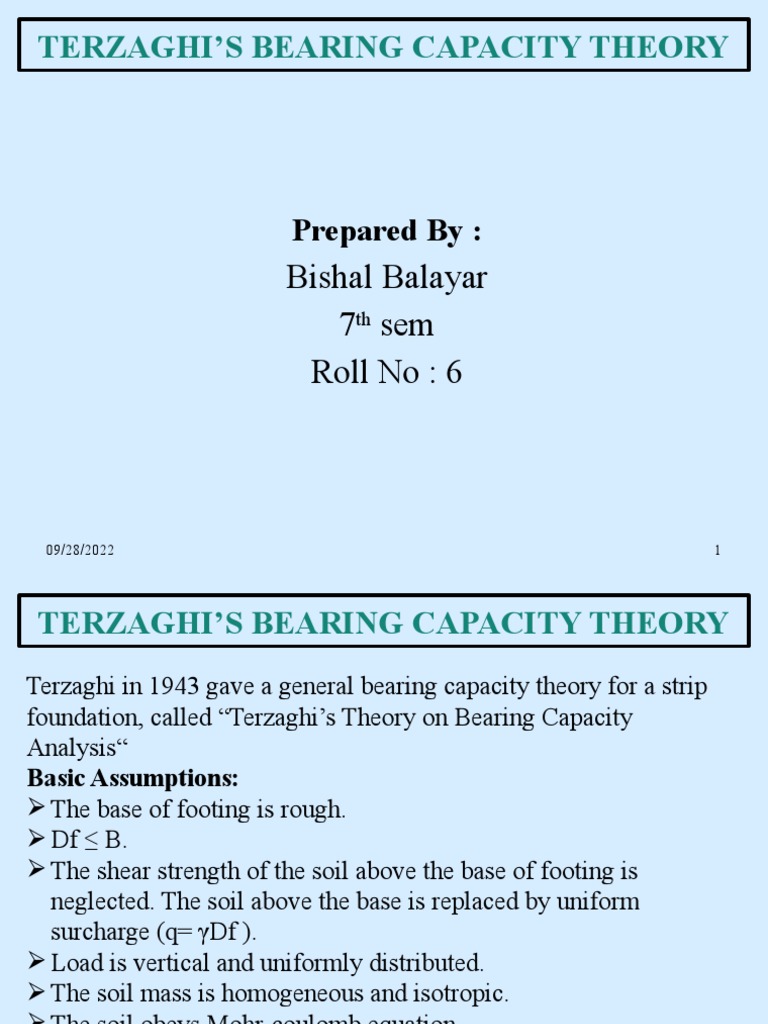 Terzaghi's Bearing Capacity Theory | PDF | Mechanics | Applied And ...