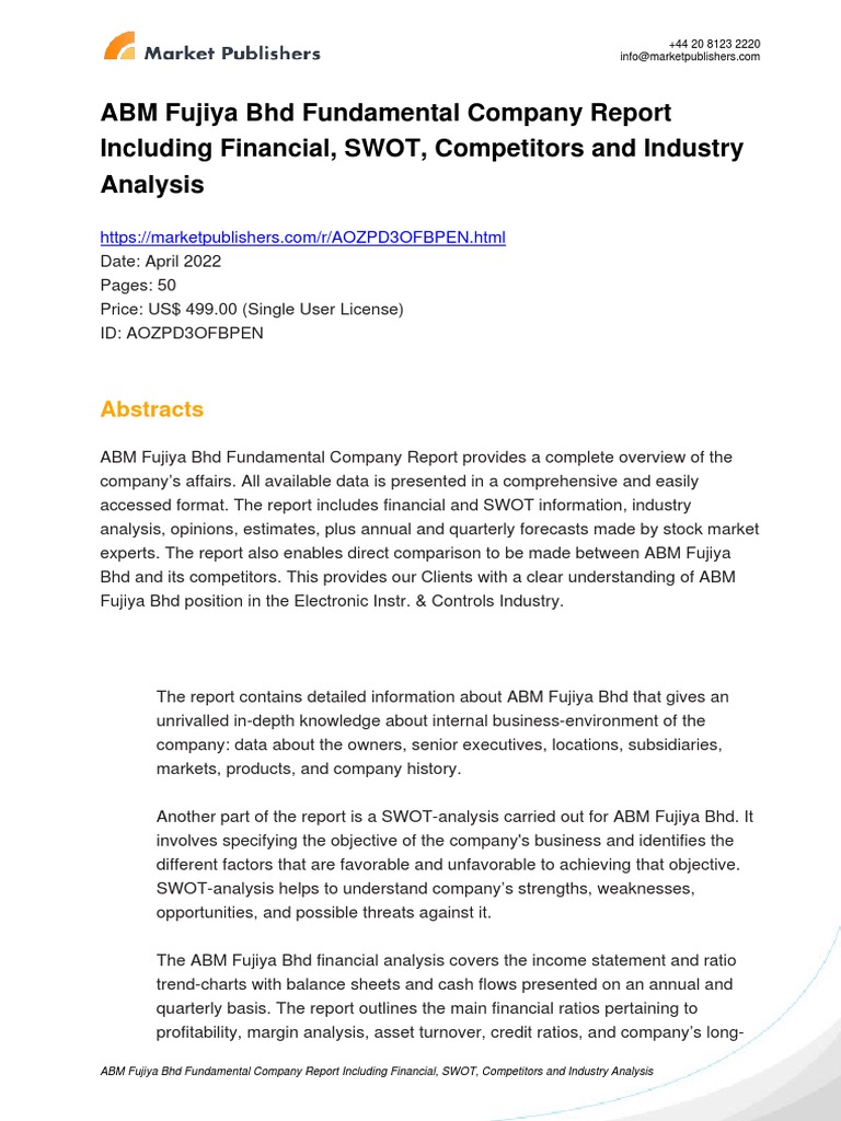 Abm Fujiya BHD Abmf Swot Analysis Bac | PDF | Swot Analysis | Strategic ...