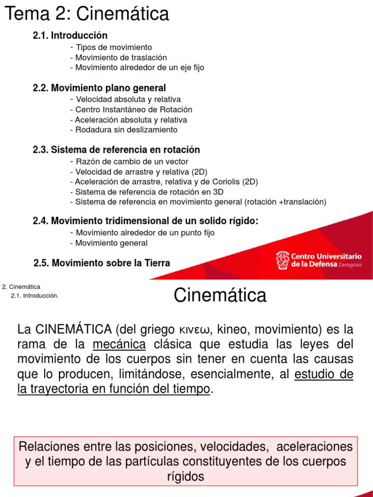 Tema 2. Cinemática | PDF | Cinemática | Rotación
