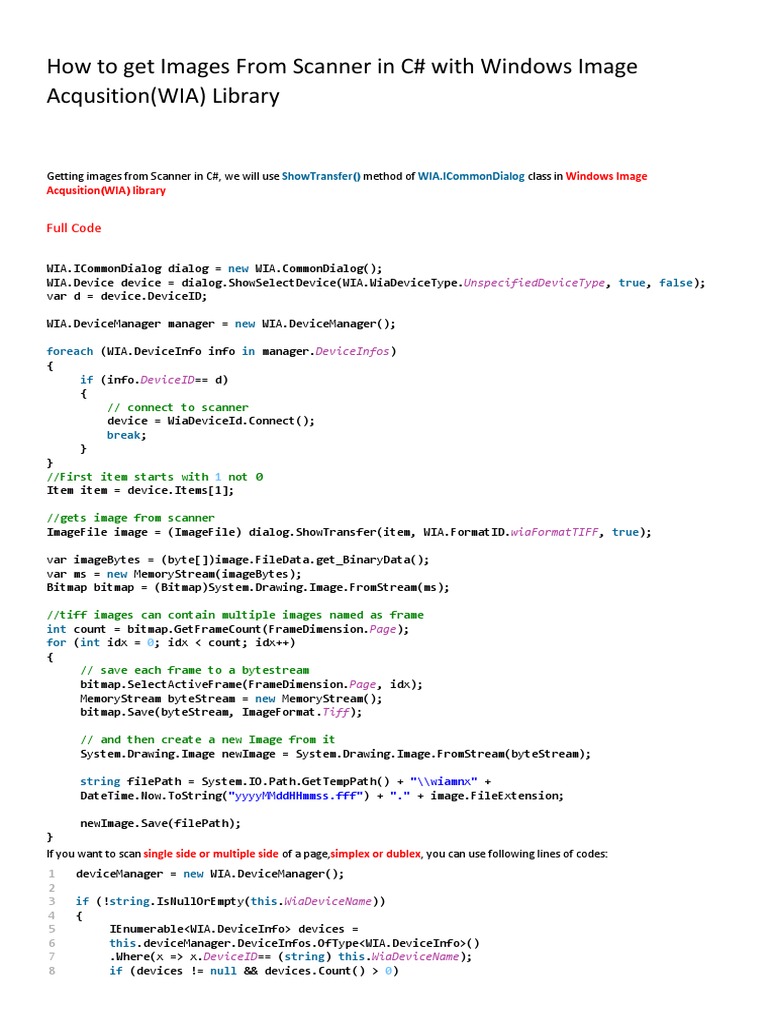 C# Scanner Integration Guide | PDF | Image Scanner | Computer Data