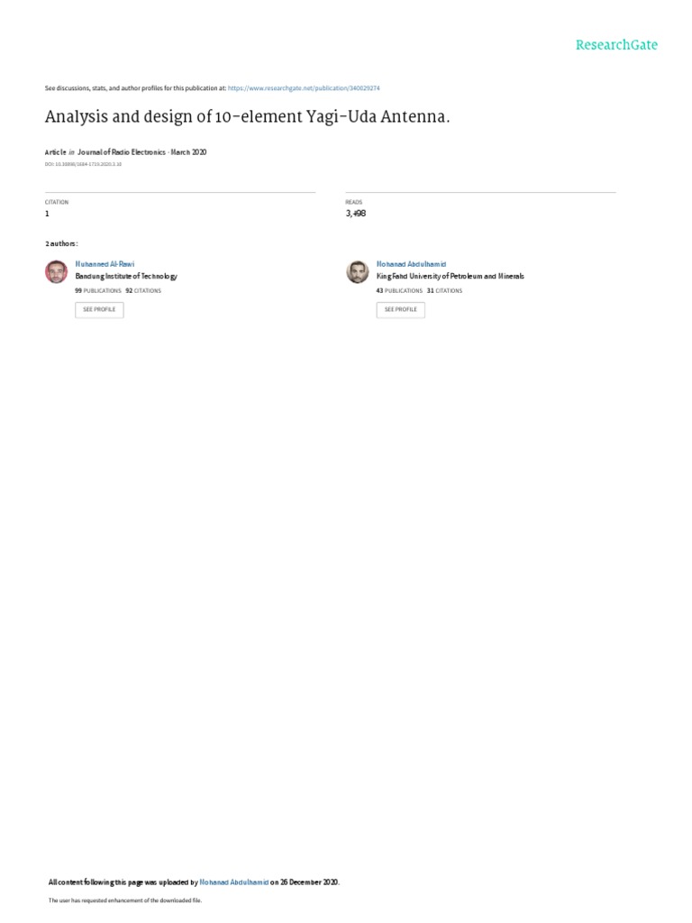 Analysis and Design of 10-Element Yagi-Uda Antenna | PDF | Antenna (Radio) | Oscillation
