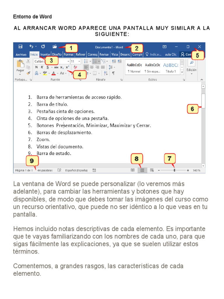 Interfaz de Word | PDF | Ventana (informática) | Archivo de computadora