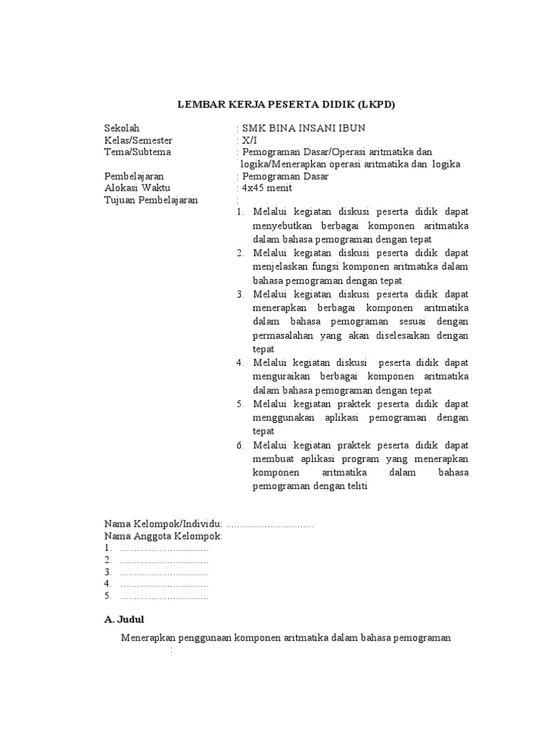 Format LKPD Isi | PDF