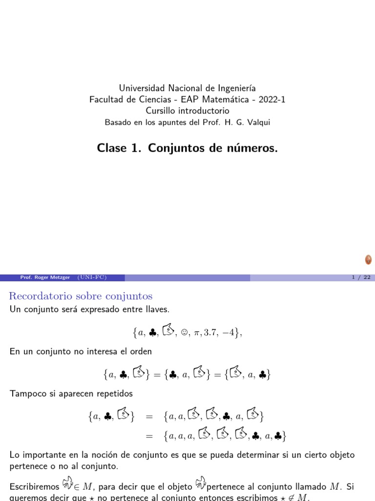Clase1 Introductorio2022 1HO | PDF | Conjunto (Matemáticas) | Intervalo (Matemáticas)