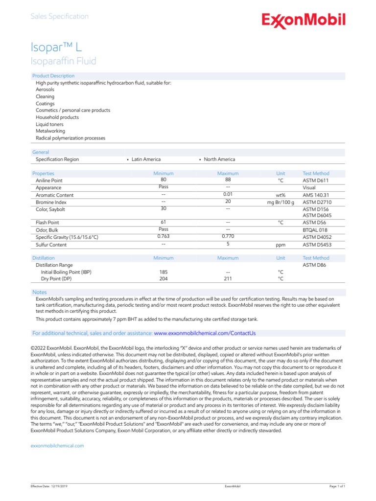 ISO PAR L (Latin America y North America) | PDF | Exxon Mobil | Chemistry