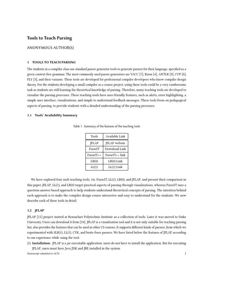 Parsing Teaching Tools Report | PDF | Parsing | Computer Programming